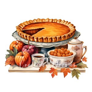 Grandma's Thanksgiving Pumpkin Apple Pie Clipart Bundle- 10 High ...