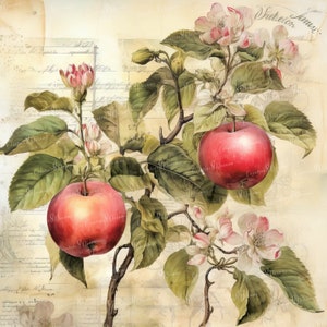 Shabby Chic Apple Branches Clipart Bundle- 10 High Quality Watercolor ...