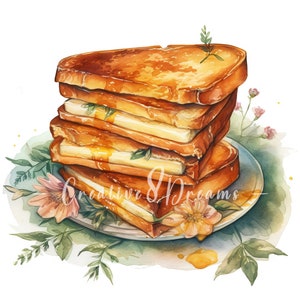 Grilled Cheese Sandwiches Clipart Bundle- 10 High Quality Watercolor ...