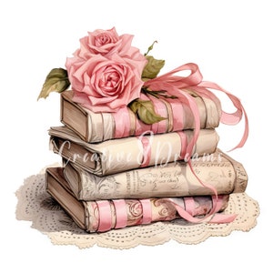 Vintage Newspapers With Pink Ribbon and Roses Clipart Bundle- 10 High ...