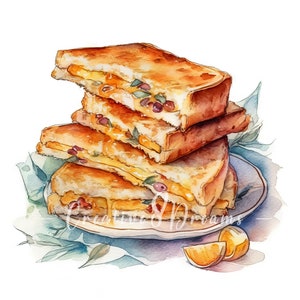 Grilled Cheese Sandwiches Clipart Bundle- 10 High Quality Watercolor ...