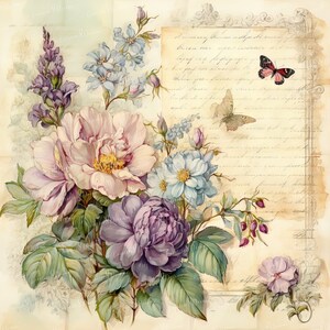 Shabby Chic Floral Aged Paper Clipart Bundle- 10 High Quality ...