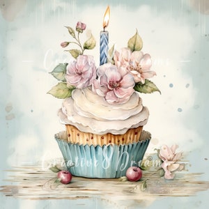 Shabby Chic Birthday Cupcake JPG Clipart Bundle- Digital Download - Etsy