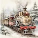 Vintage Christmas Train Leaving Snowy Town JPG Clipart Bundle- Digital ...