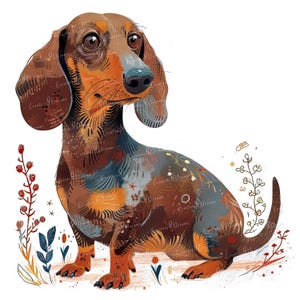 Adorable Brown Dachshund Stretch Clipart Bundle- 10 High Quality ...