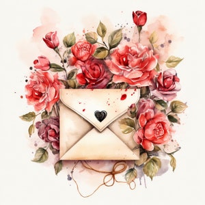 Vintage Love Letters With Roses Clipart Bundle- 10 High Quality ...