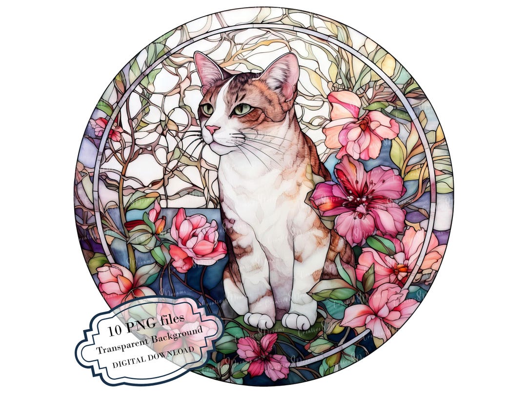 Stained Glass Cat PNG Clipart Bundle- Digital Download - Etsy