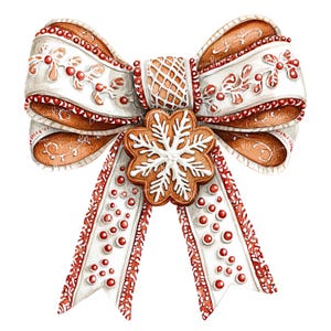Gingerbread Bow Cookie Clipart Bundle- 10 High Quality Watercolor Jpgs ...