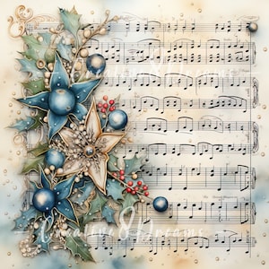 Blue Christmas Music Notes With Pearls JPG Clipart Bundle- Digital ...