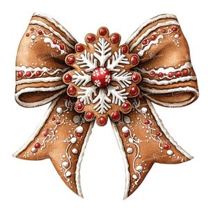 Gingerbread Bow Cookie Clipart Bundle- 10 High Quality Watercolor Jpgs ...