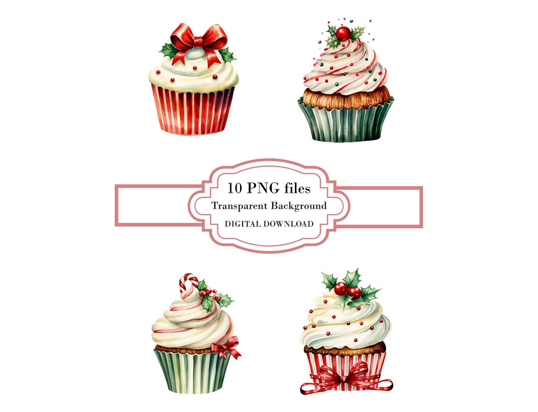 Christmas Cupcake PNG Clipart Bundle- Digital Download - Etsy