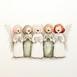 Adorable Little Angels Singing Christmas Carols JPG Clipart Bundle ...