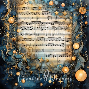 Blue Christmas Music Notes With Pearls JPG Clipart Bundle- Digital ...