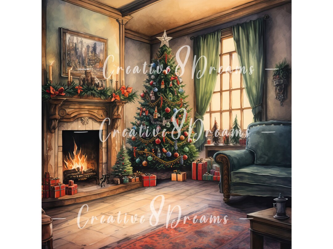 Homey Christmas Living Room JPG Clipart Bundle- Digital Download - Etsy