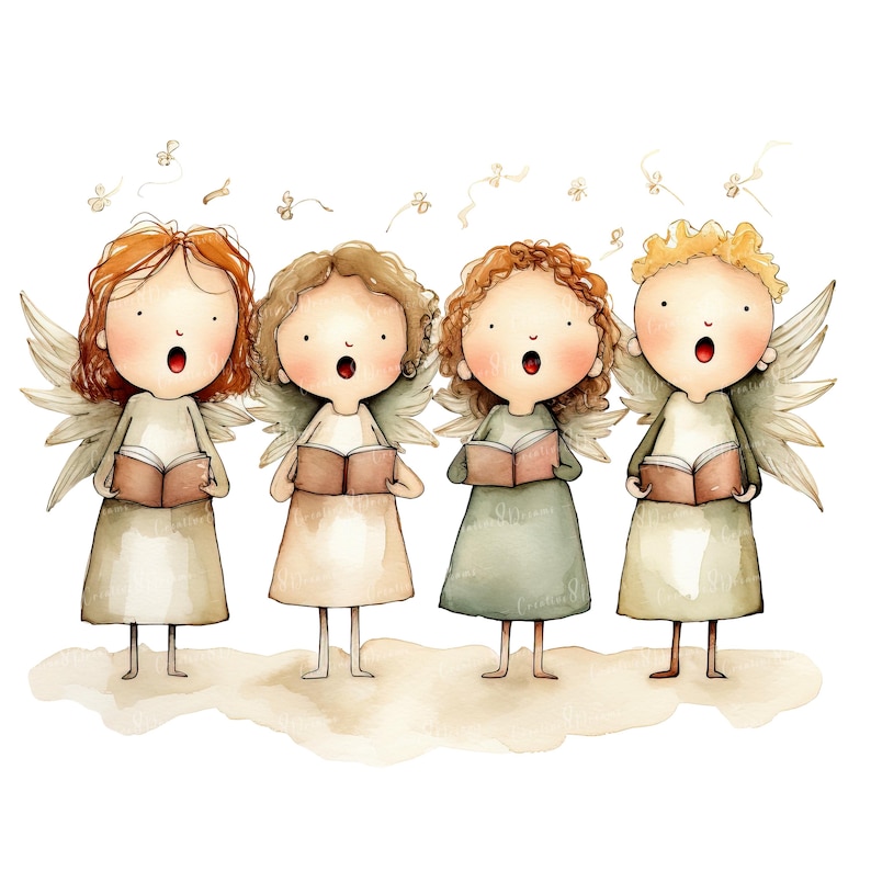 Adorable Little Angels Singing Christmas Carols PNG Clipart Bundle ...
