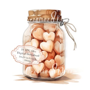 Heart Shaped Cookies in a Jar Clipart Bundle- 10 High Quality ...