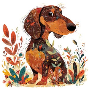Adorable Brown Dachshund Stretch Clipart Bundle- 10 High Quality ...