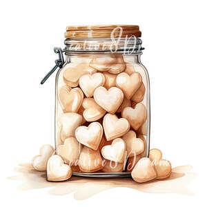 Heart Shaped Cookies in a Jar Clipart Bundle 10 High Quality Watercolor ...