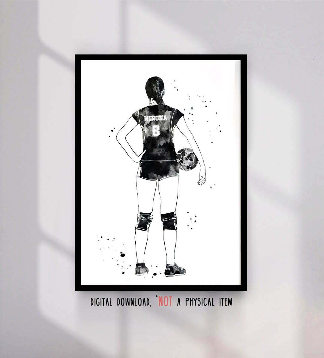 Handball Player Girl Holding Ball Personalized Custom Name and Number ...