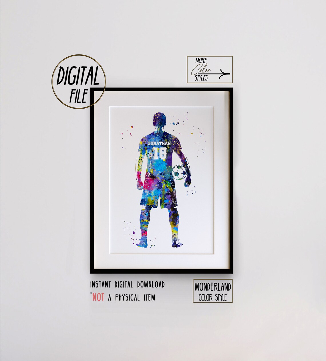 Soccer Player Art Personalized Custom Name and Number Sport - Etsy