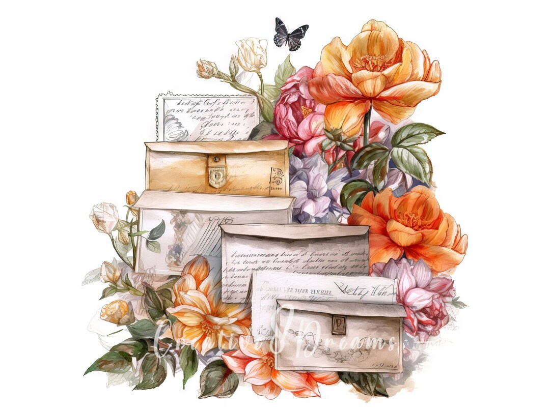 Vintage Postal Envelopes Clipart Bundle 10 High Quality Watercolor Jpgs ...