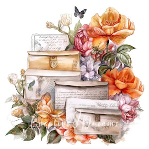 Vintage Postal Envelopes Clipart Bundle 10 High Quality Watercolor Jpgs ...