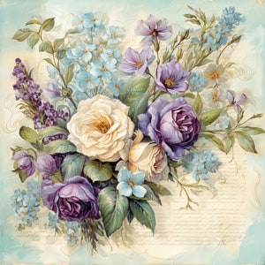 Shabby Chic Floral Aged Paper Clipart Bundle- 10 High Quality ...