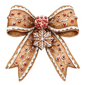 Gingerbread Bow Cookie Clipart Bundle- 10 High Quality Watercolor Jpgs ...