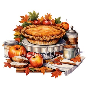 Grandma's Thanksgiving Pumpkin Apple Pie Clipart Bundle- 10 High ...