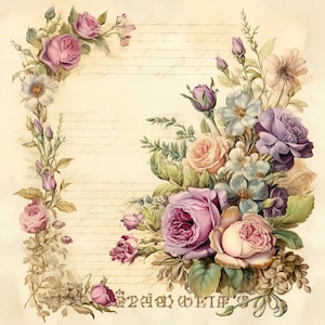Shabby Chic Floral Aged Paper Clipart Bundle- 10 High Quality ...