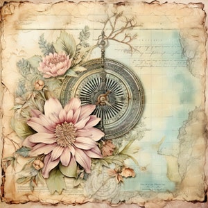 Shabby Chic Floral Compass and Map Clipart Bundle- 10 High Quality ...