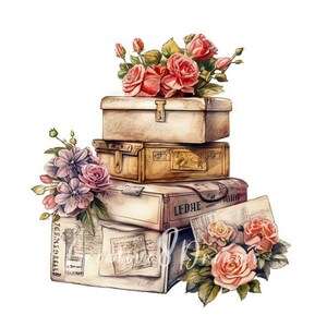 Vintage Postal Packages Clipart Bundle- 10 High Quality Watercolor Jpgs- Junk Journaling ...