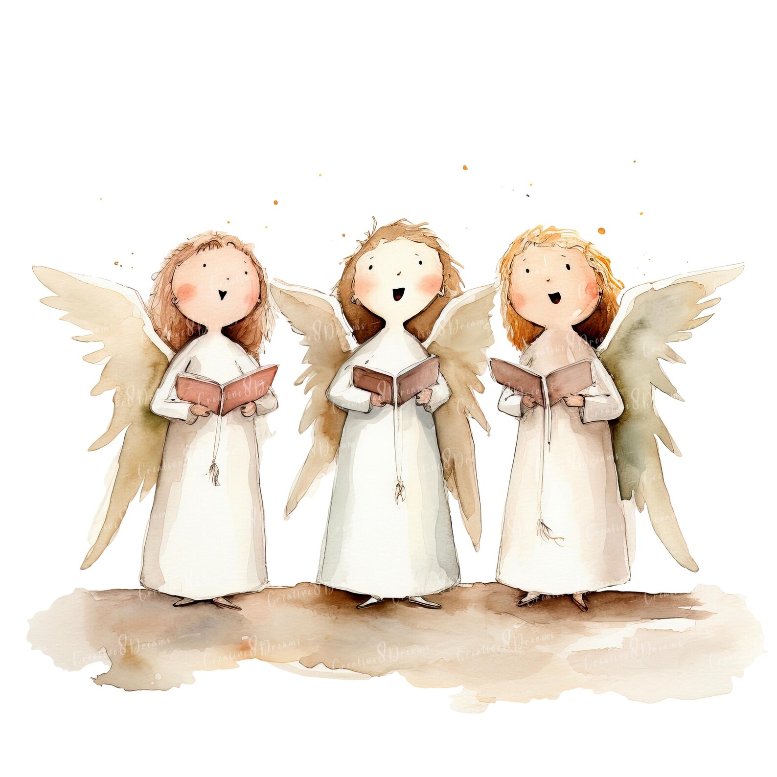 Adorable Little Angels Singing Christmas Carols PNG Clipart Bundle ...