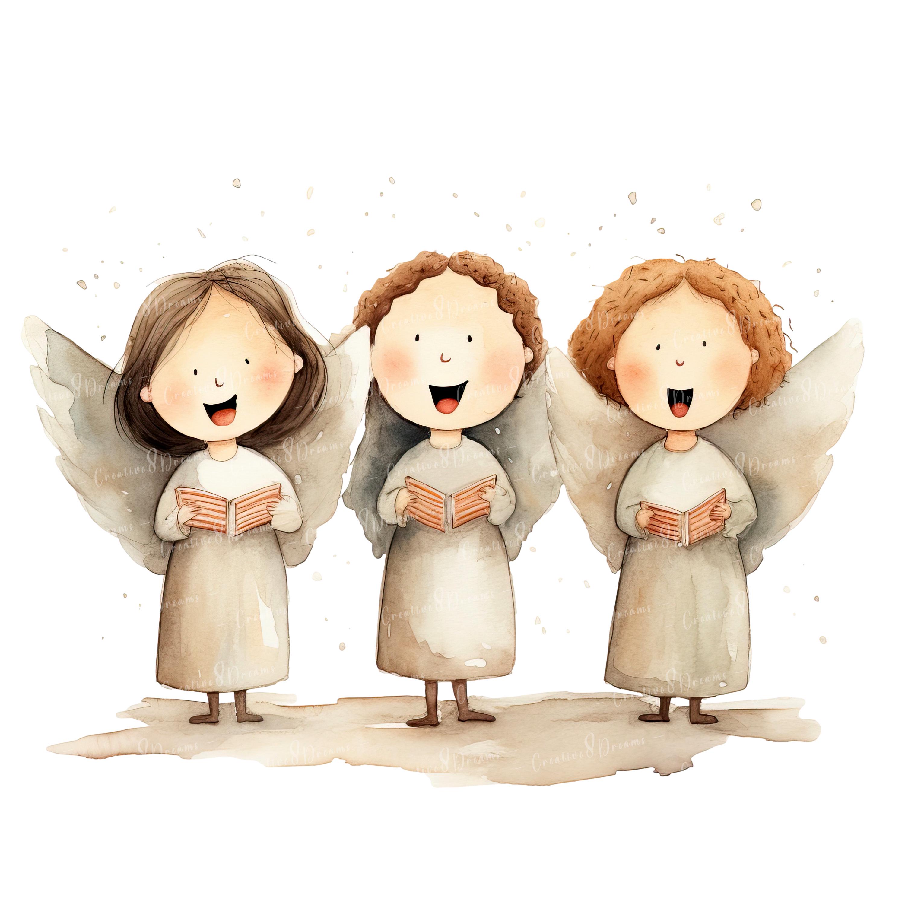 Adorable Little Angels Singing Christmas Carols PNG Clipart Bundle ...