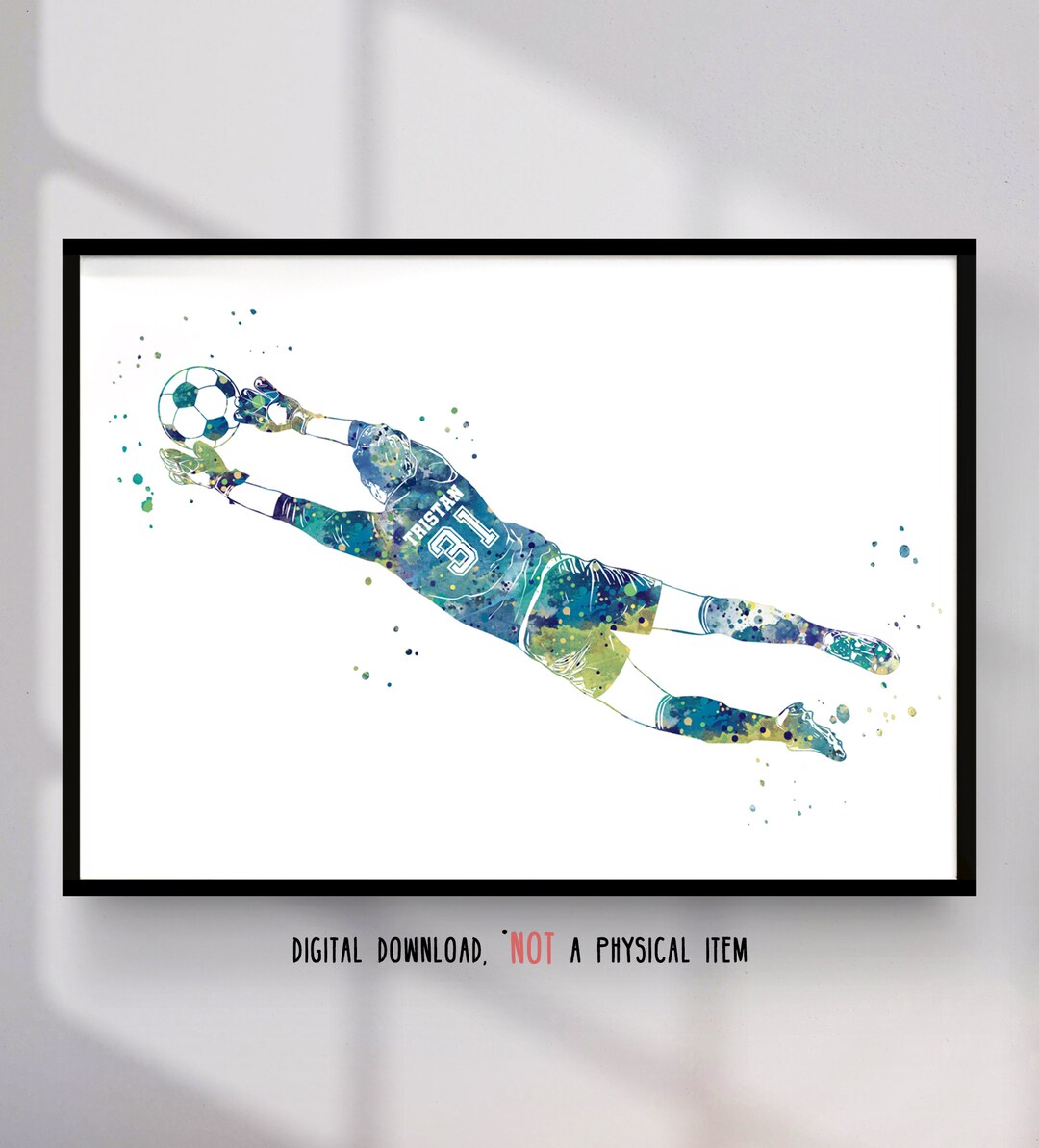 Soccer Goalkeeper Art Personalized Custom Name and Number Sport Poster ...