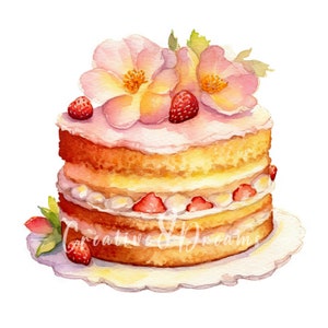 Sponge Cake Clipart Bundle Vol.2- 10 High Quality Watercolor Jpgs ...