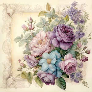 Shabby Chic Floral Aged Paper Clipart Bundle- 10 High Quality ...