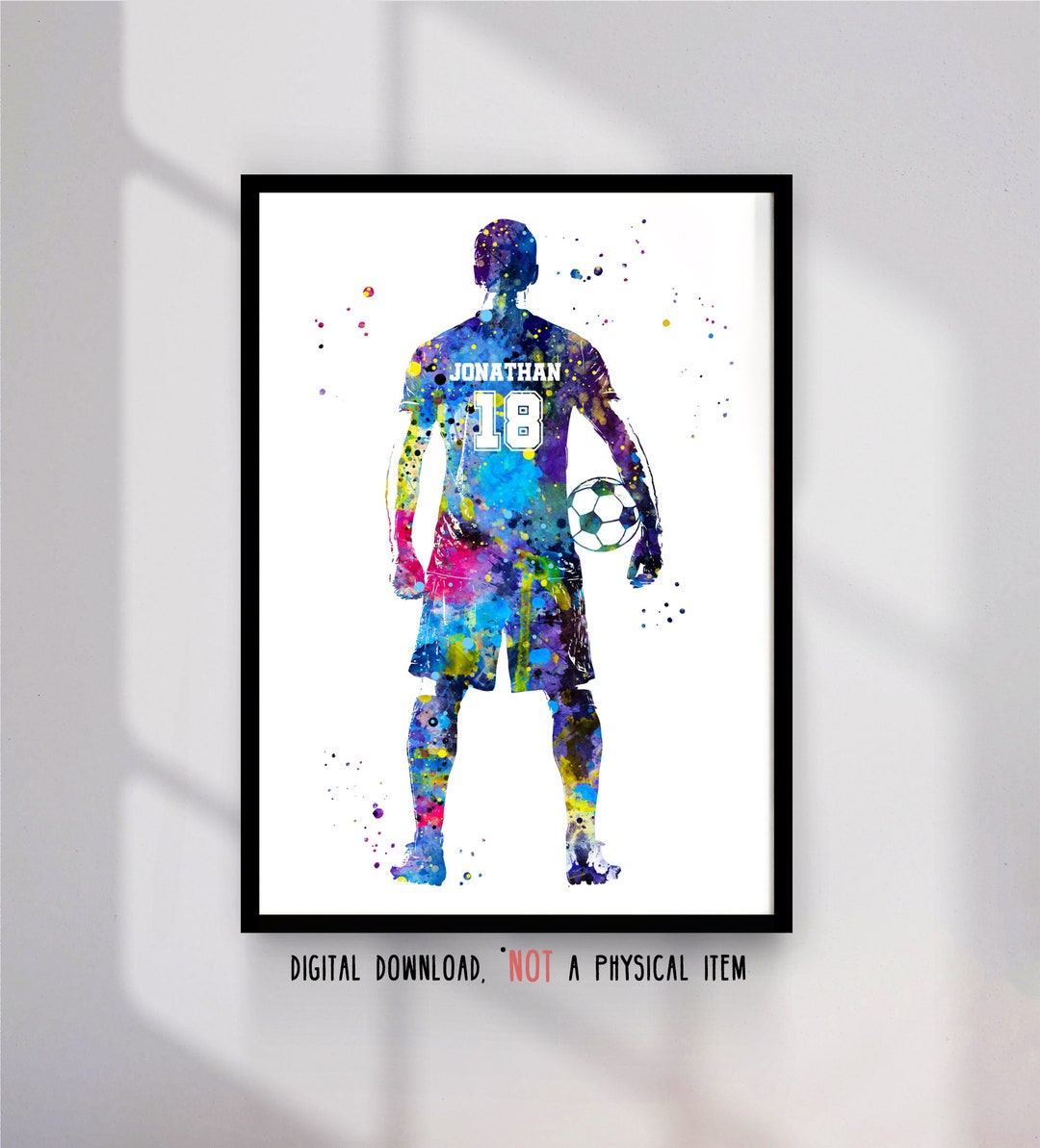 Soccer Player Art Personalized Custom Name and Number Sport Poster ...