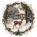 Deer by a Cottage in Christmas Wreath PNG Clipart Bundle- Digital ...