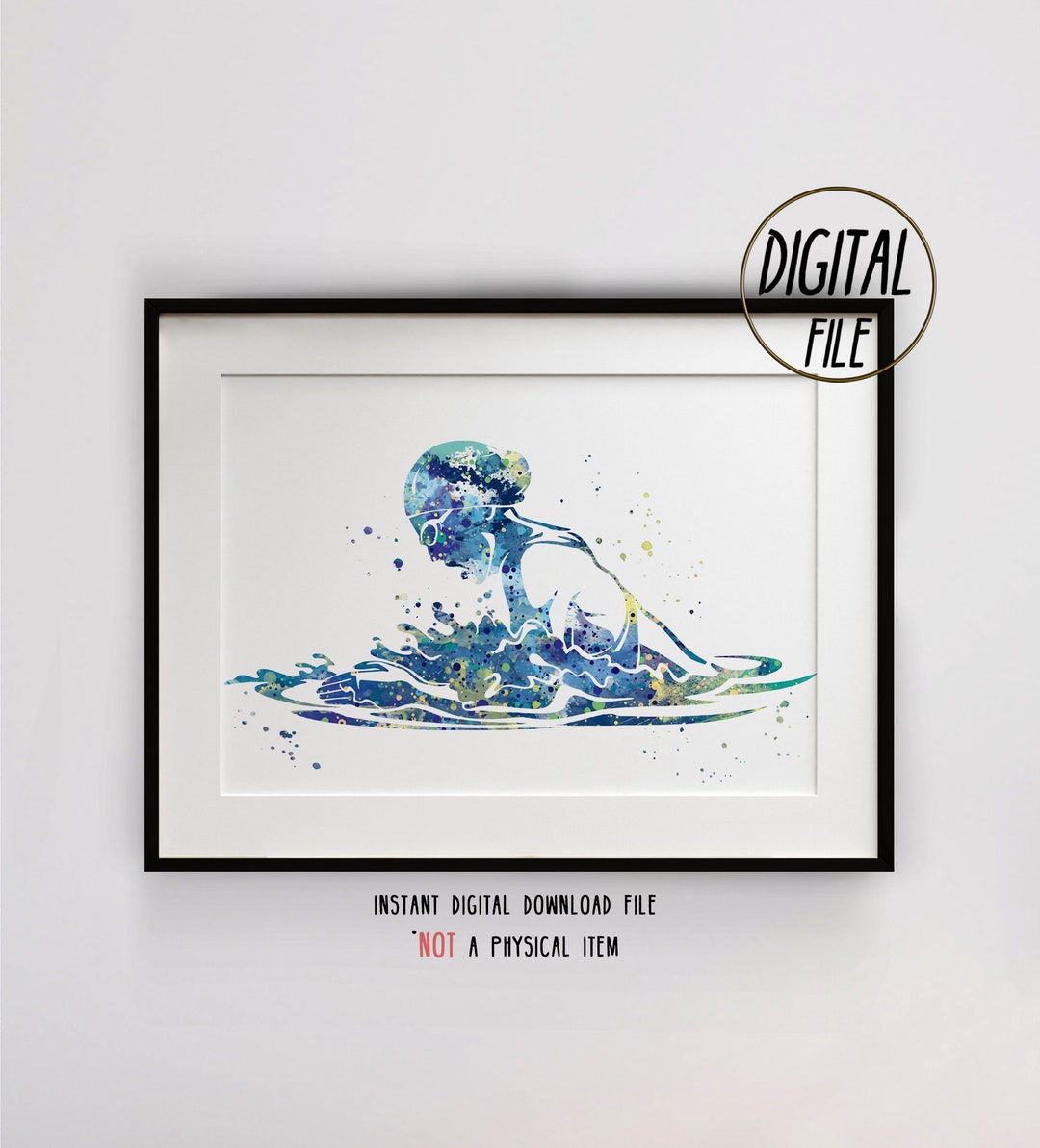 Swimming Woman Breast Stroke Water Sport Poster Watercolor - Etsy