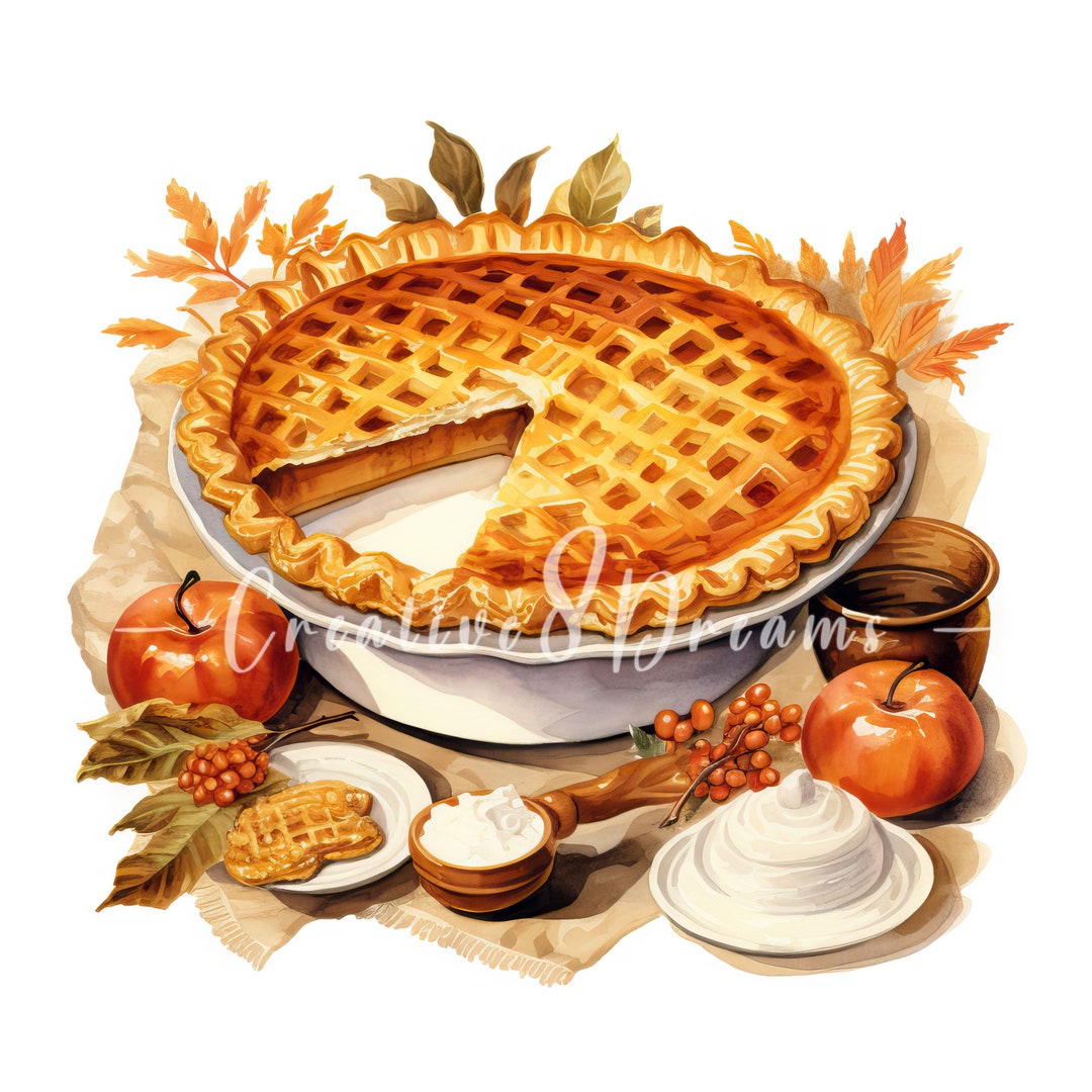 Grandma's Thanksgiving Pumpkin Apple Pie Clipart Bundle- 10 High ...