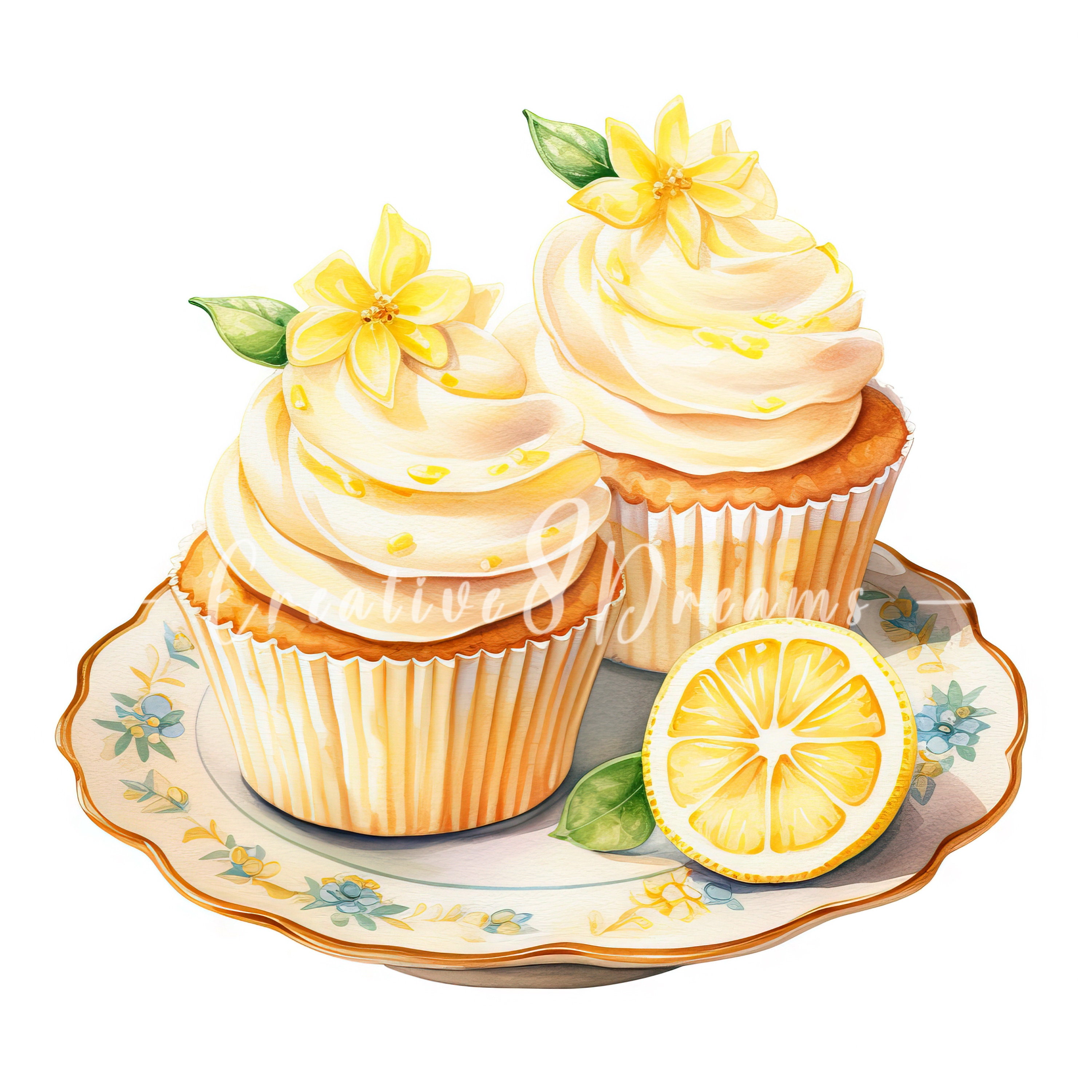 Lemon Cupcake JPG Clipart Bundle- Digital Download - Etsy