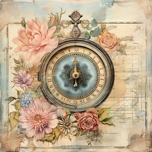 Shabby Chic Floral Compass and Map Clipart Bundle- 10 High Quality ...