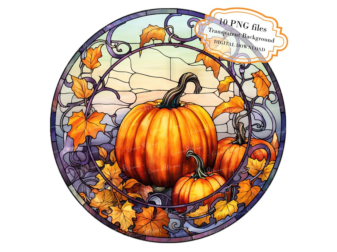 Stained Glass Pumpkins PNG Clipart Bundle- Digital Download - Etsy