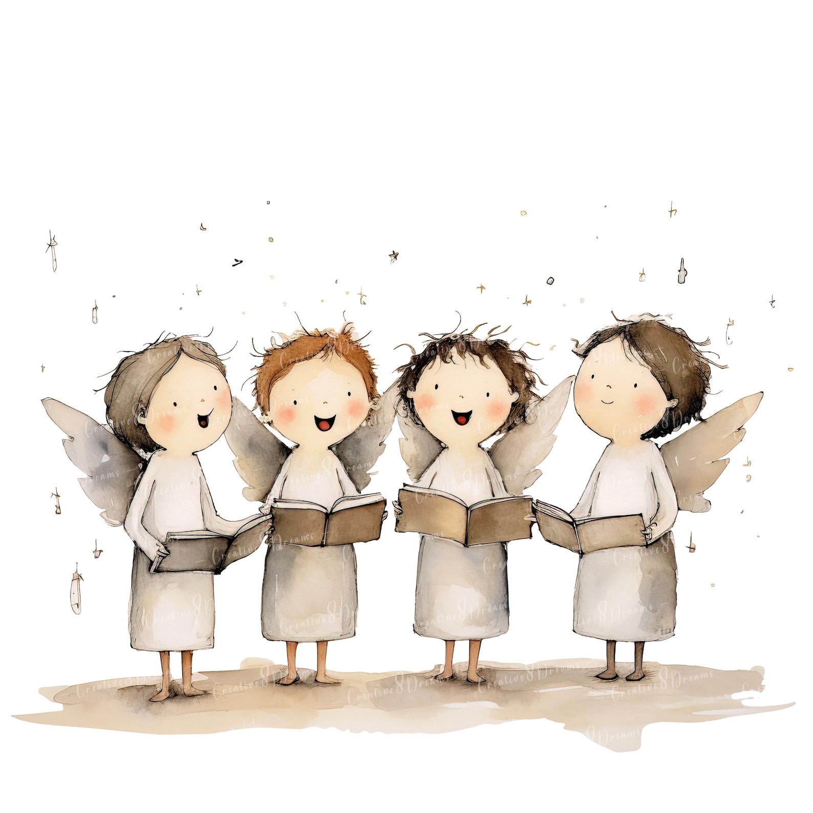 Adorable Little Angels Singing Christmas Carols PNG Clipart Bundle ...
