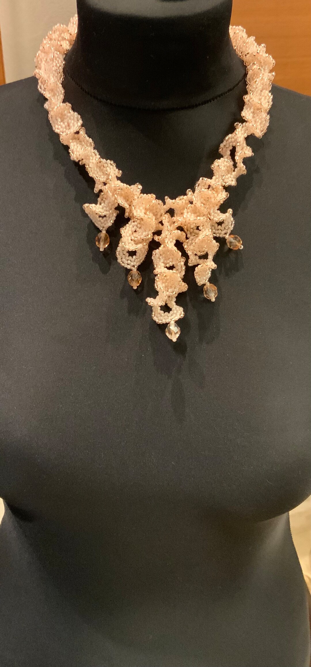 Beige Seed Bead Necklace, Beading Necklace, Statement Necklace, Gift ...