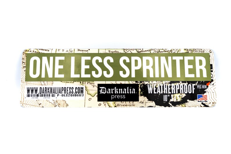 One Less Sprinter Large Bumper Sticker Military Green/white 10 X 1.5 - Etsy