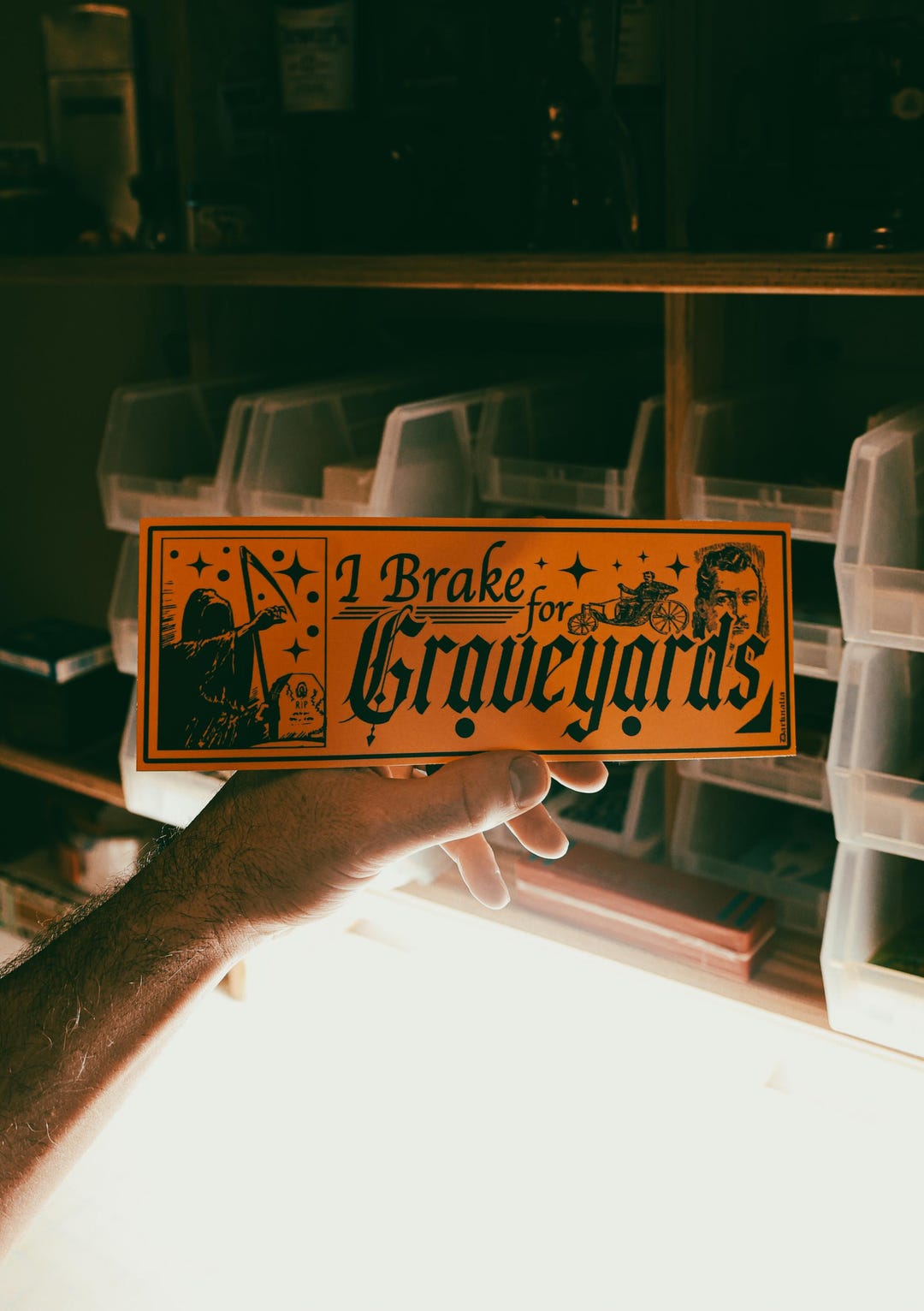 I Brake for Graveyards, Spooky Cemetery Gothic Bumper Sticker – Retro ...