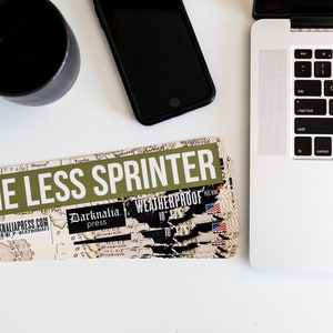 One Less Sprinter Large Bumper Sticker [ Military Green/white 10" X 1.5 ...