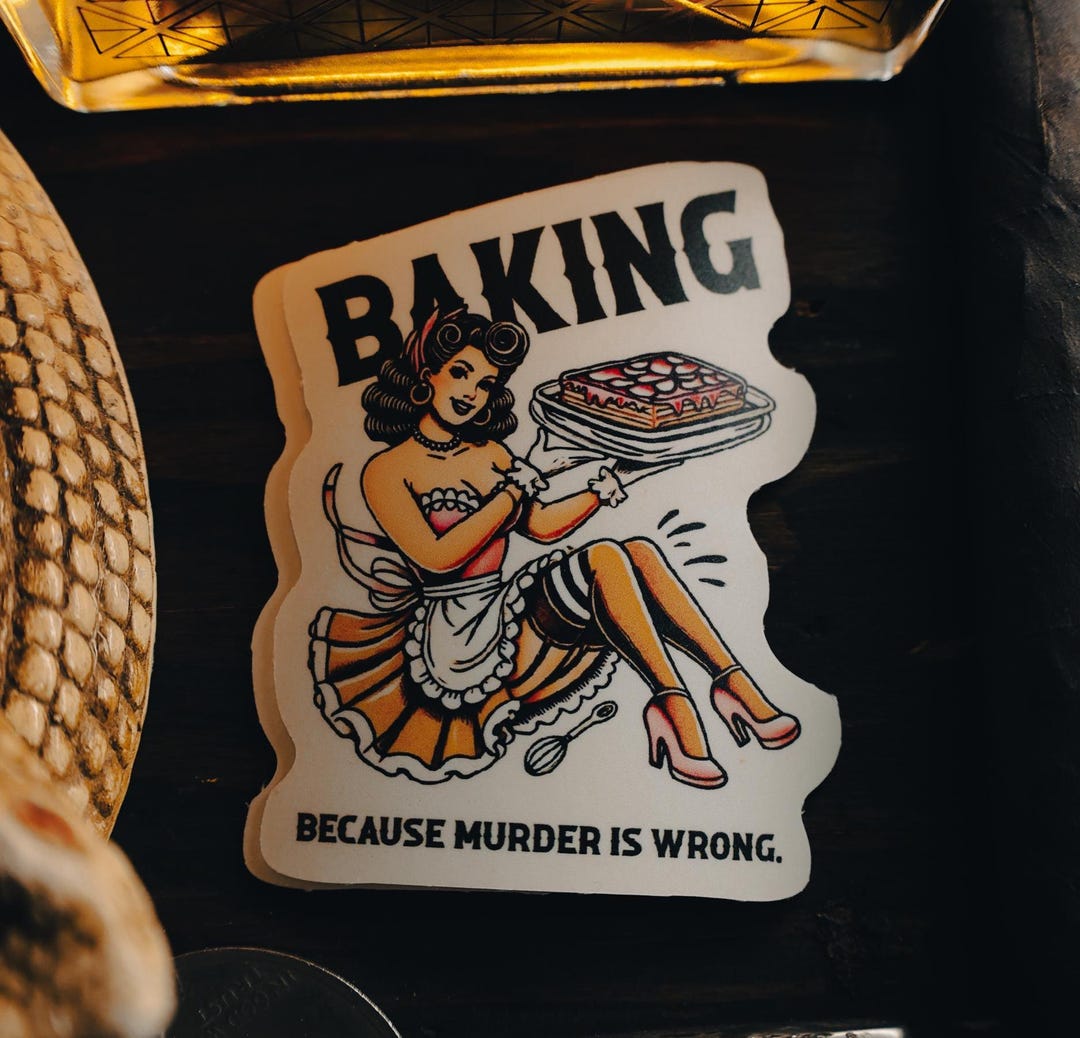 Vintage Style Pin-up Baking Sticker – "baking Because Murder is Wrong ...